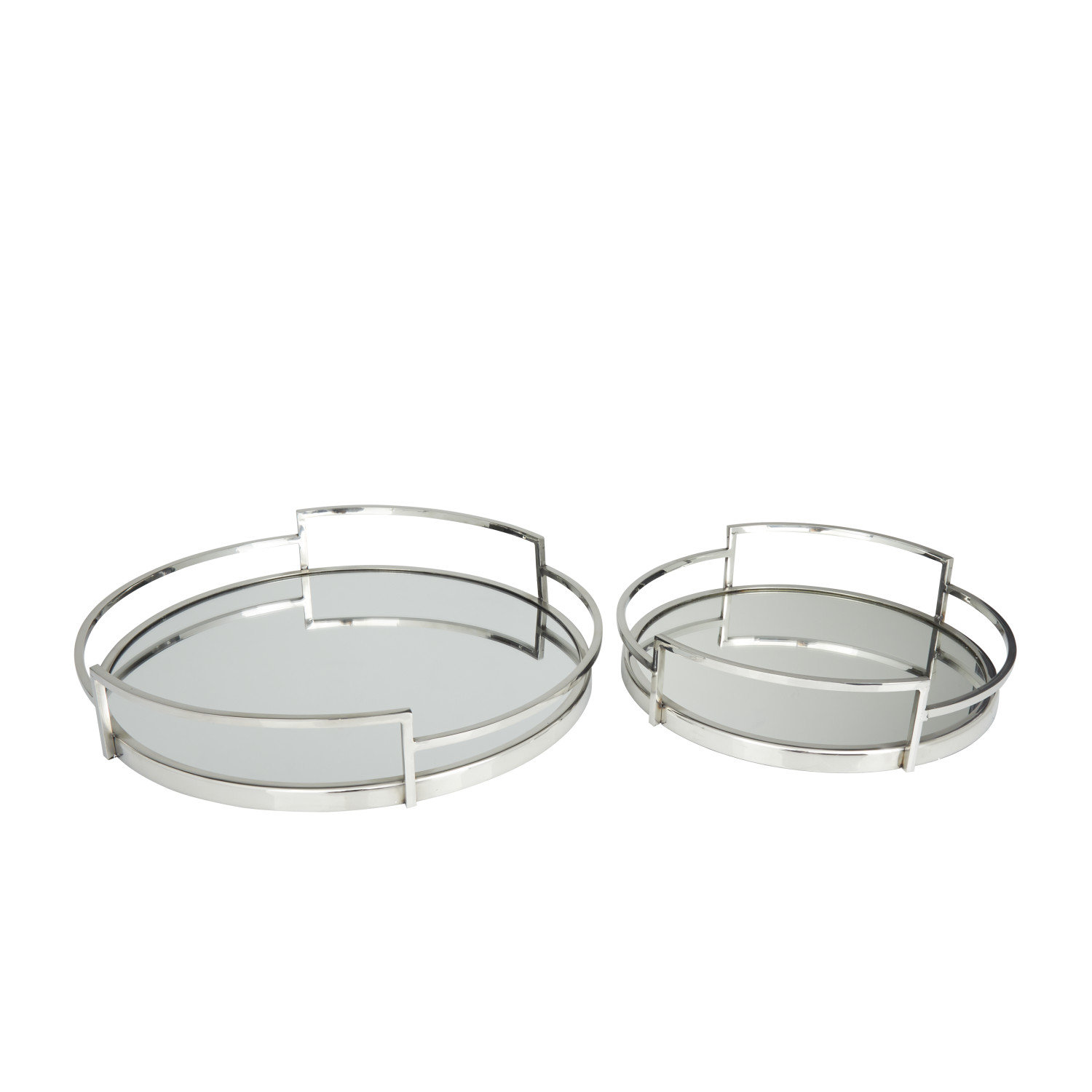 Novogratz Stainless Steel Metal Mirrored Decor Tray Set | Wayfair