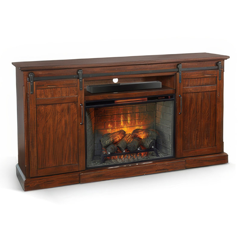 Benjara Reggie TV Media Entertainment Console, Fireplace Option, 78 ...
