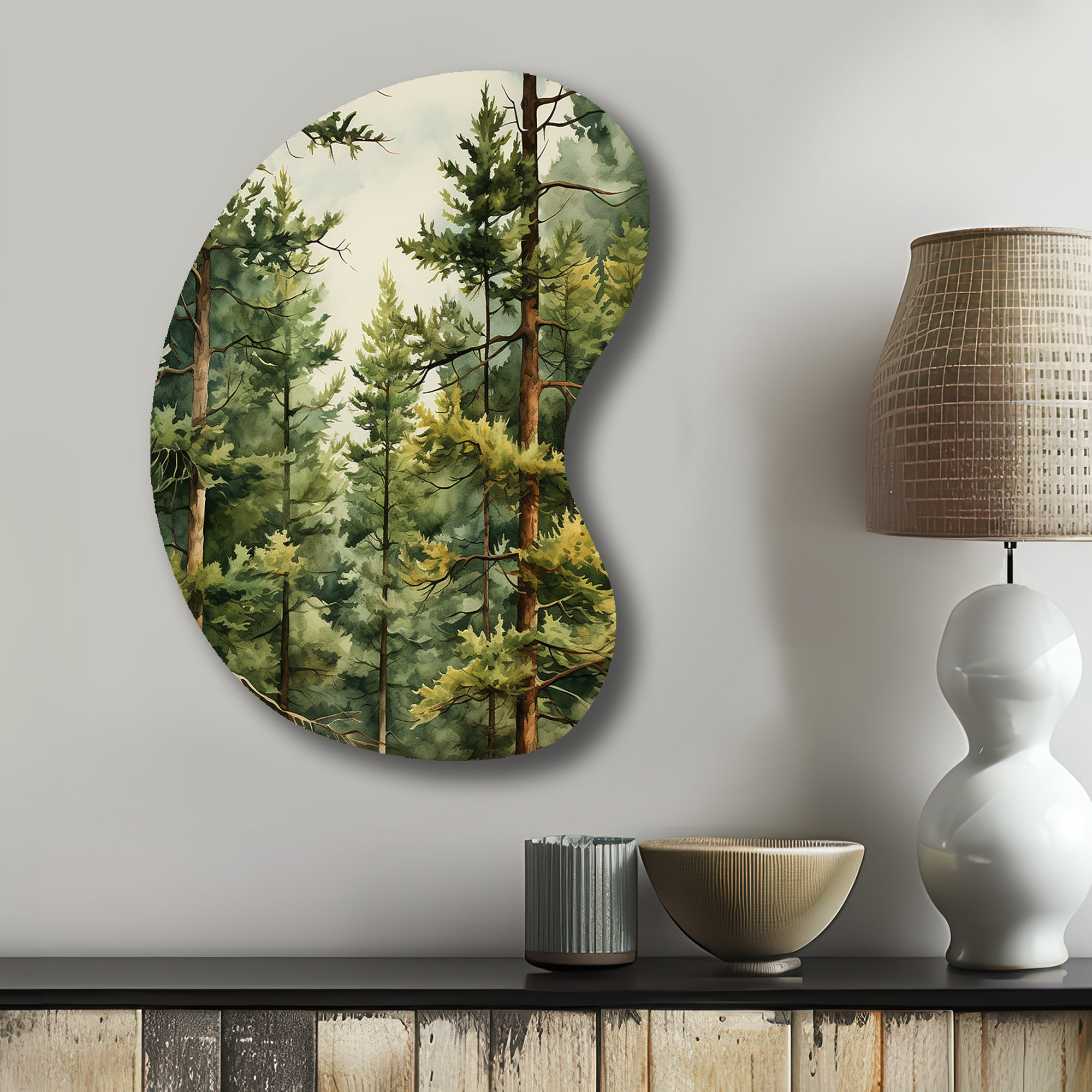 Design Art Pine Tree Symphony II - Asymmetrical Tree Pine Metal Wall ...