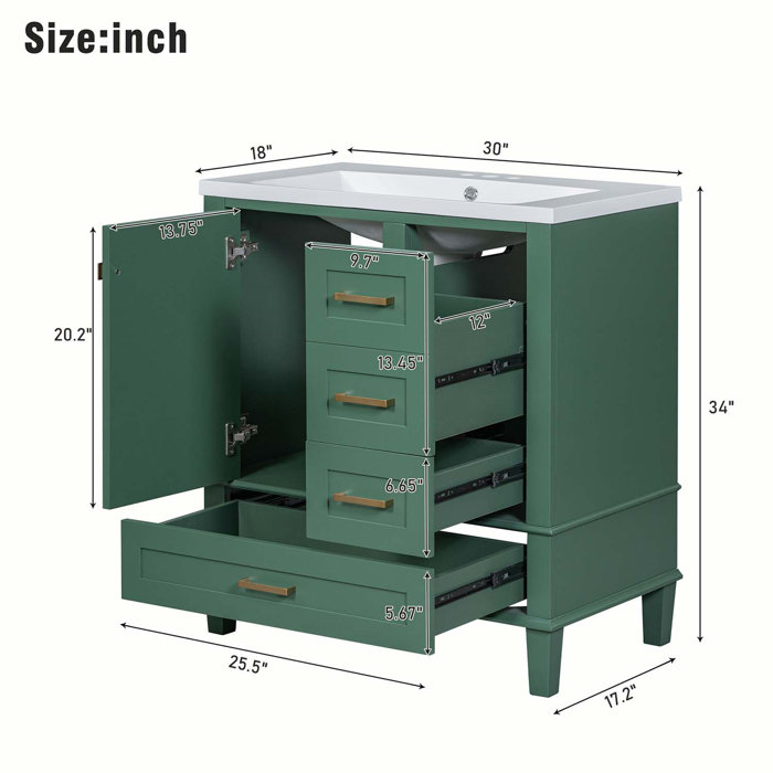 HOOSENG 30'' Single Bathroom Vanity with Solid Wood Top | Wayfair