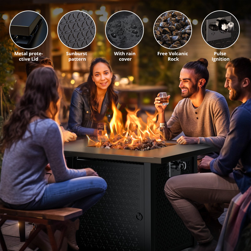 Furnimics 28 in Fire Pits Outdoor Gas Fire Pit, 50,000 BTU Steel Fire ...