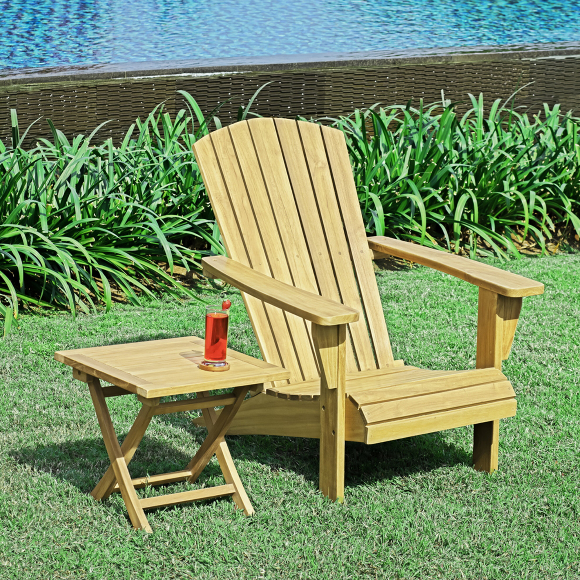 Beachcrest Home Teak Adirondack Chair with Table 2PCS - Wayfair Canada