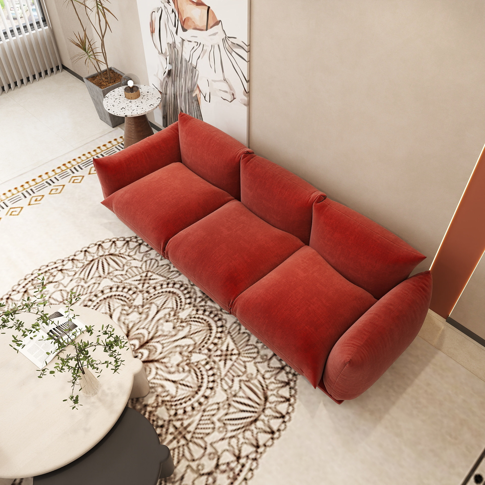 Ebern Designs Minarik 3-Seat Chenille Fabric Upholstered Round Arm Sofa ...