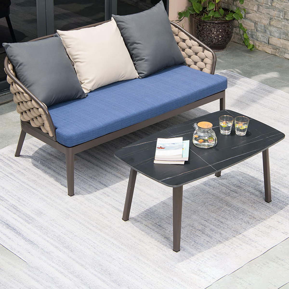 Corrigan Studio® Nolita Outdoor rattan sofa fast sun bearing strong ...