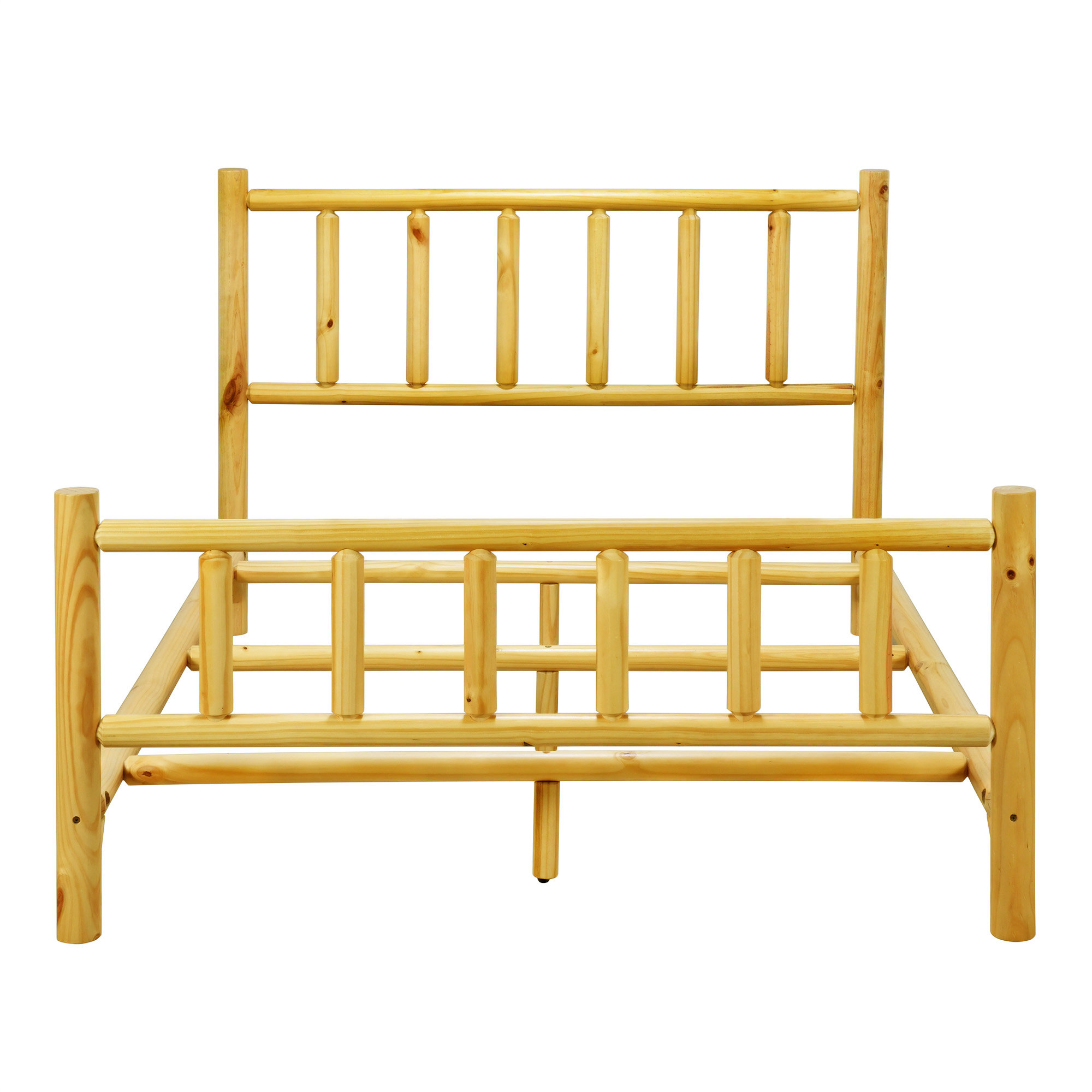 Millwood Pines Farmhouse Log Bed Frame Queen Rustic Style Pure Solid ...