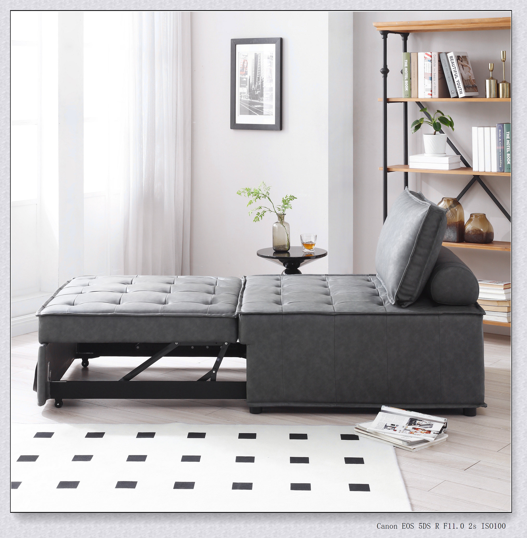 Latitude Run® Multipurpose Faux Leather Ottoman Lazy Chair Pulling Out ...