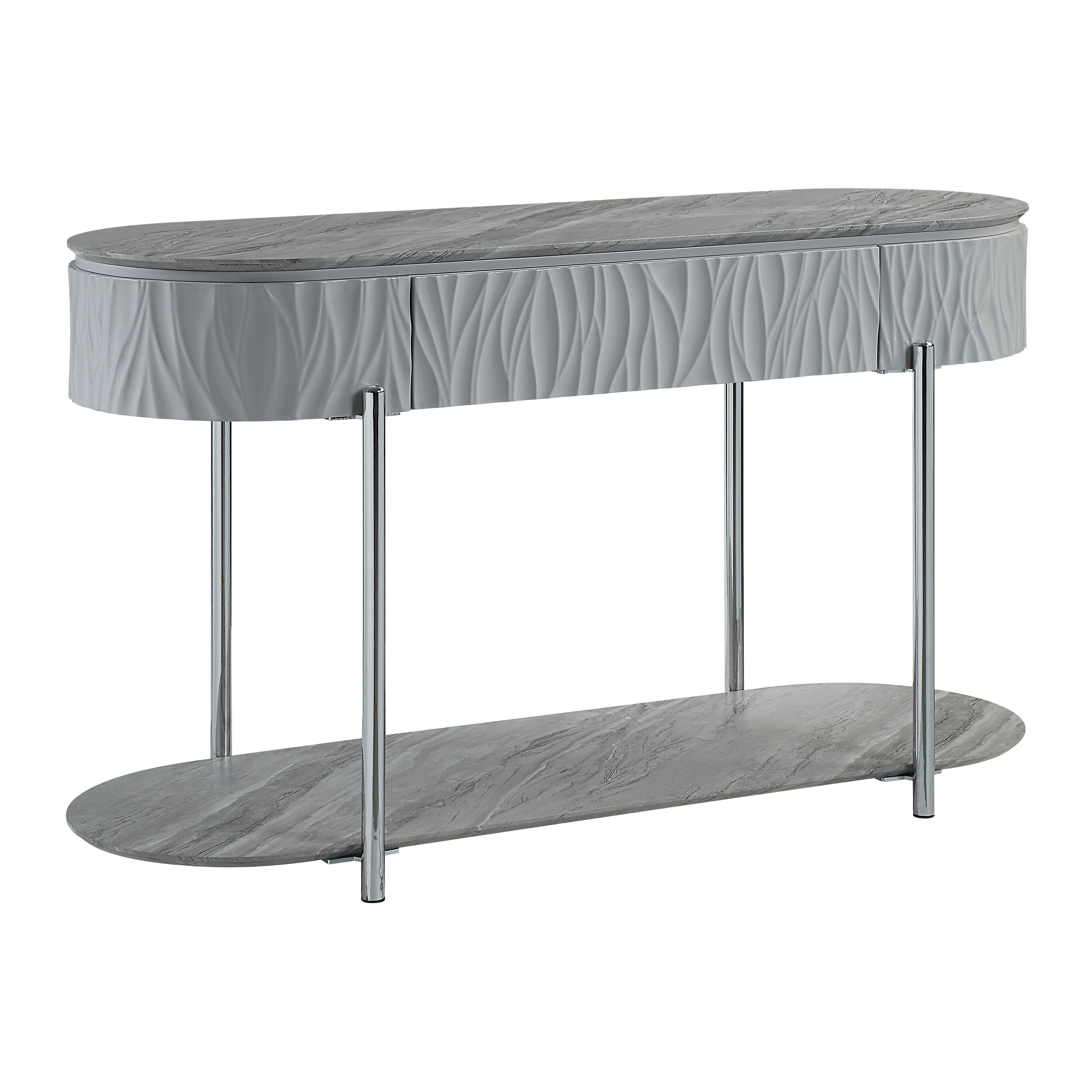 Latitude Run® Sofa Table, Grey High Gloss & Chrome Finish - Wayfair Canada