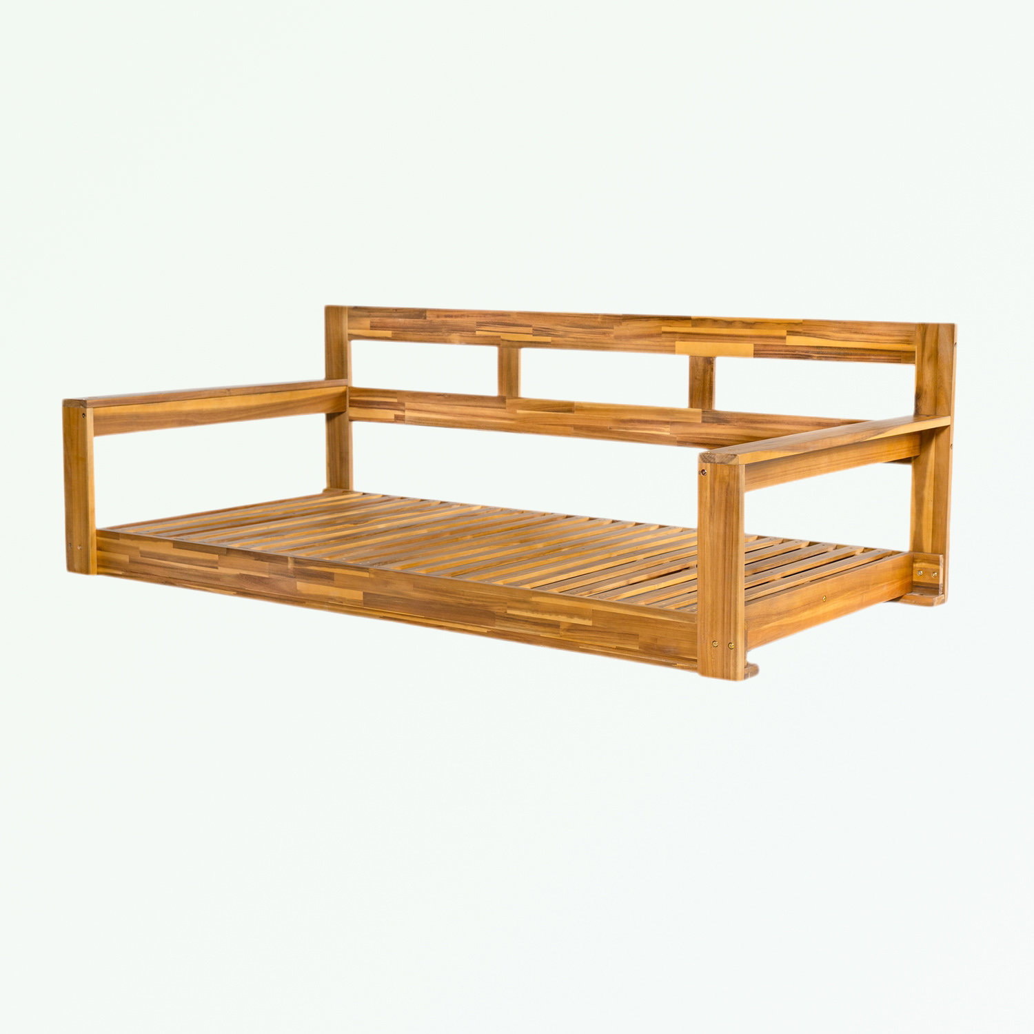 One Allium Way® Patio Wooden Twin Size Porch Swing with 4 Hanging Ropes ...