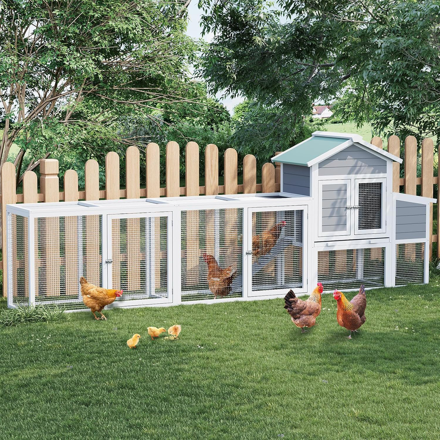 Archie & Oscar 122" Wooden Chicken Coop with Nesting Box, Large Chicken ...