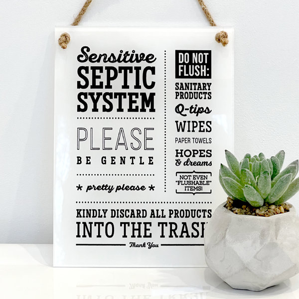 Reilly Originals Septic System Sign, Do Not Flush Sanitary Items, Hopes ...