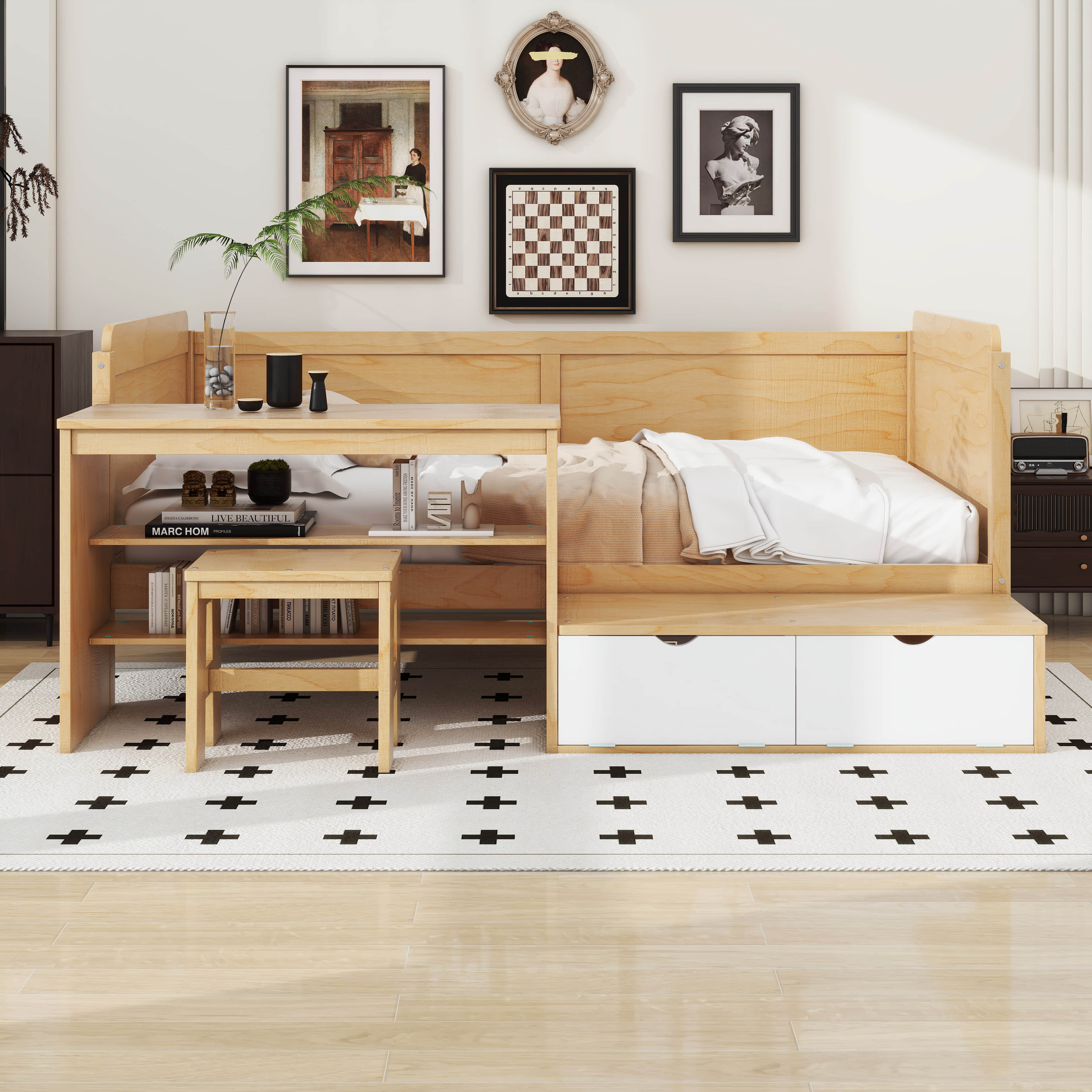 Red Barrel Studio® Twin Daybed With Storage Shelves And Study Desk ...