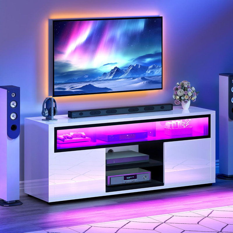 Wrought Studio™ Tuckahoe LED TV Stand with 2 Cabinets for TVs up to 50 ...