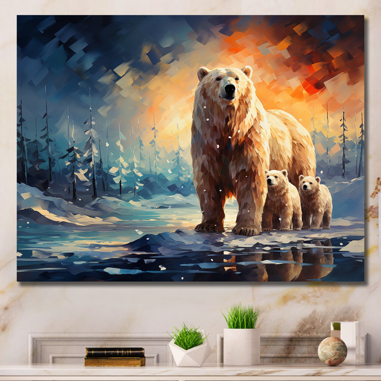 Loon Peak® Starlit Polar Bear Family In Winter III - Bear 2 Wall Art ...