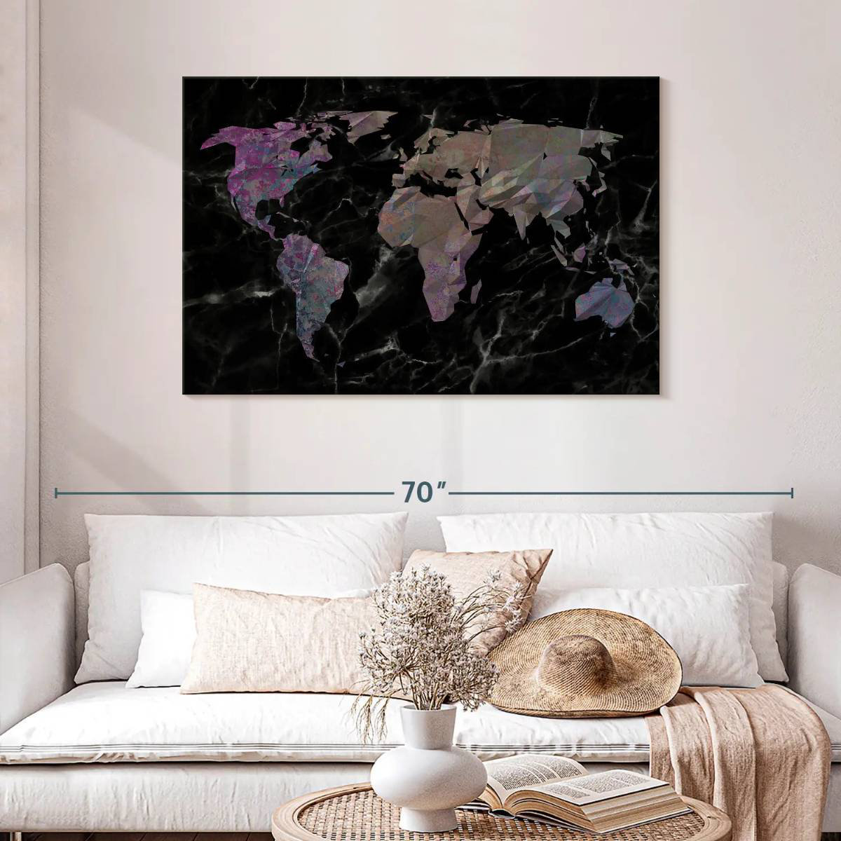 Elephant Stock Dark Geometric World Map | Wayfair