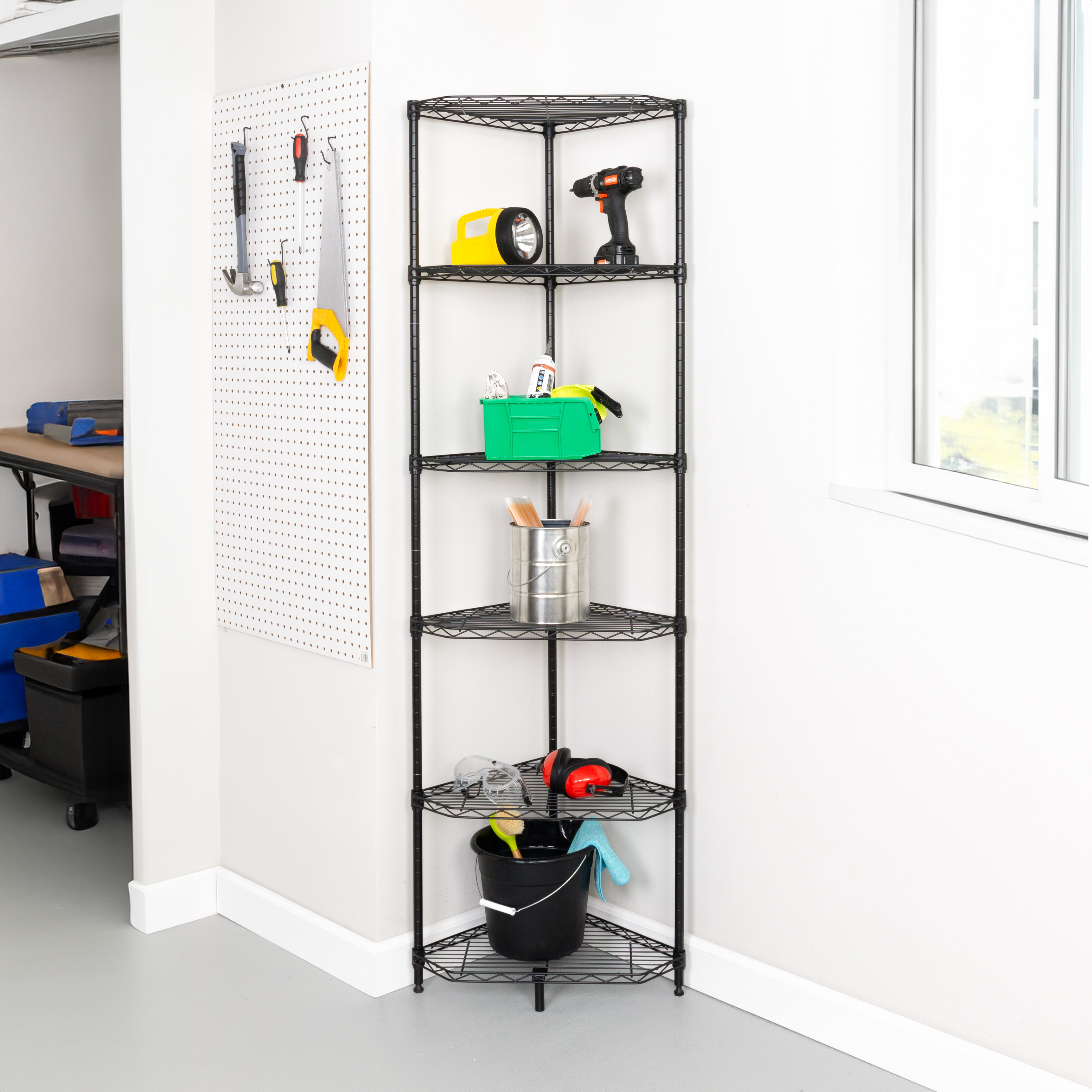 Latitude Run® 6-Tier Triangle Corner Wire Shelving, Black - Wayfair Canada