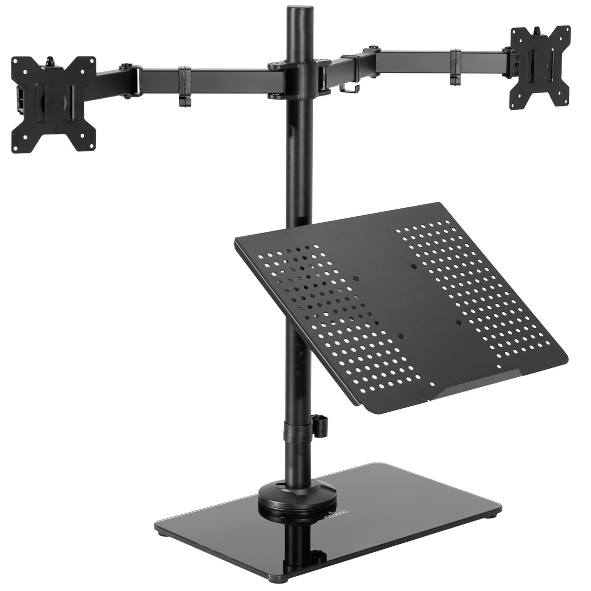 VIVO Laptop and Dual Monitor Desk Stand with Glass Base, Fits up to 32 ...