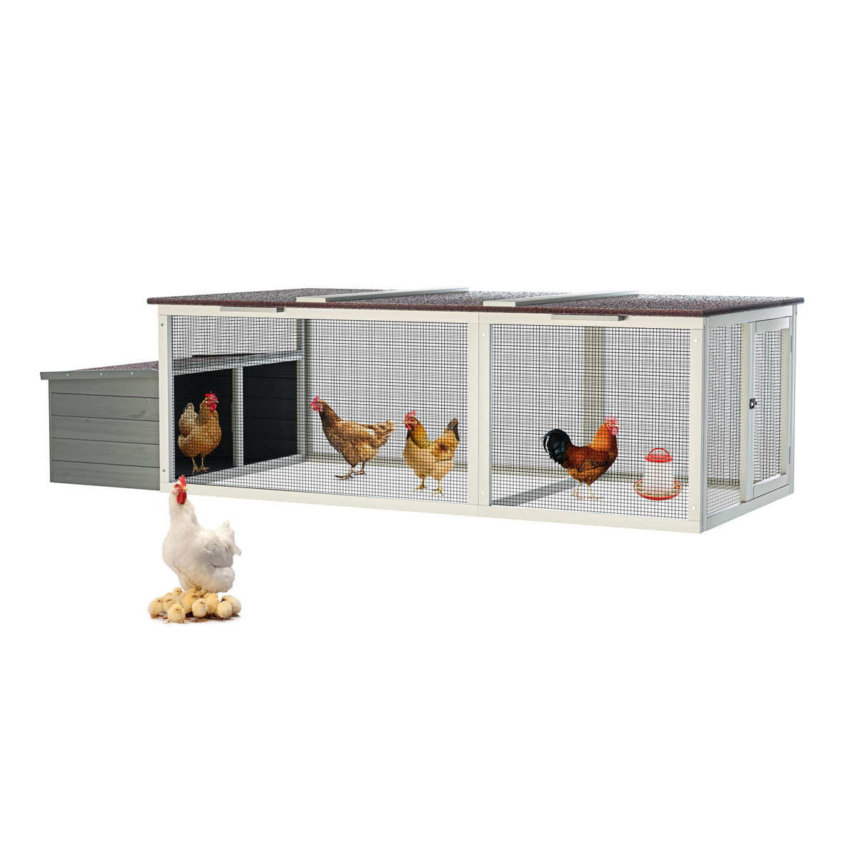 August Grove® 20.93Ft Outdoor Chicken Coop With Nesting Box, Asphalt ...