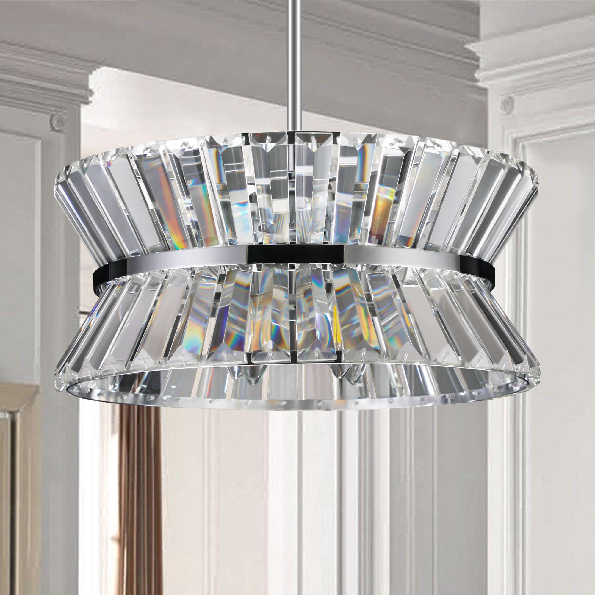 HLILish Modern Crystal Chandelier For Living-Room Round Cristal Lamp ...
