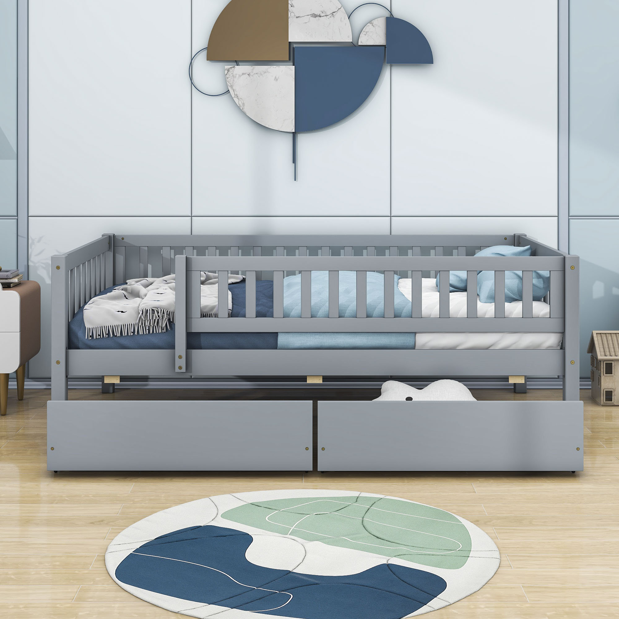 Red Barrel Studio® Rowanne Wooden Daybed Wood Bed with Two Drawers and ...