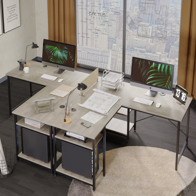 Zipcode Design™ Haigh L Shaped Desk with Shelves 86.6 Inch Reversible ...
