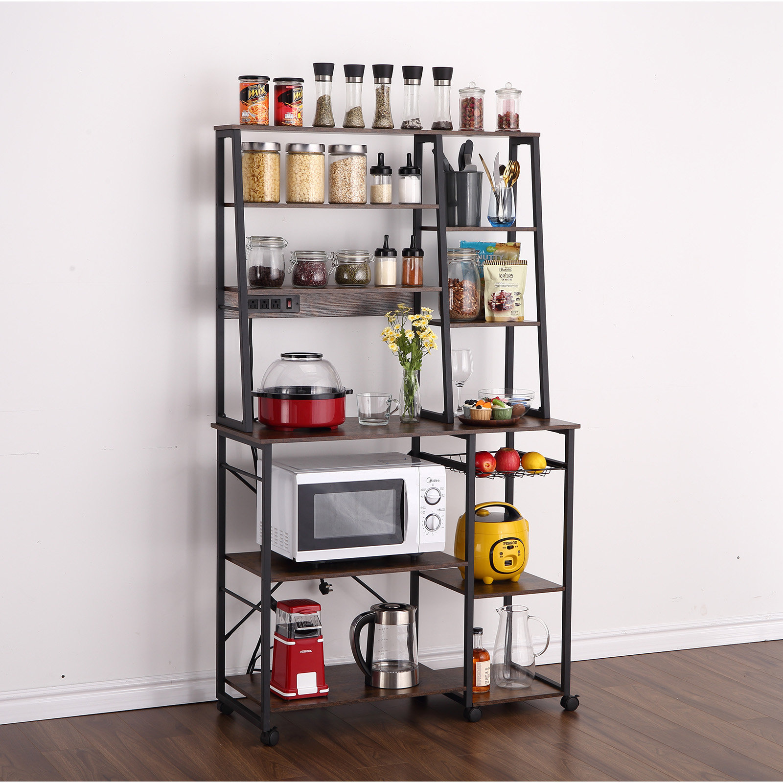 17 Stories Kitchen Bakers Rack With Power Outlet For Spices, Pots And ...