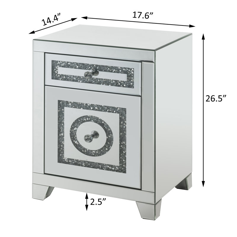 Mercer41 Angilee Mirrored Glass Top 2 - Drawer End Table | Wayfair