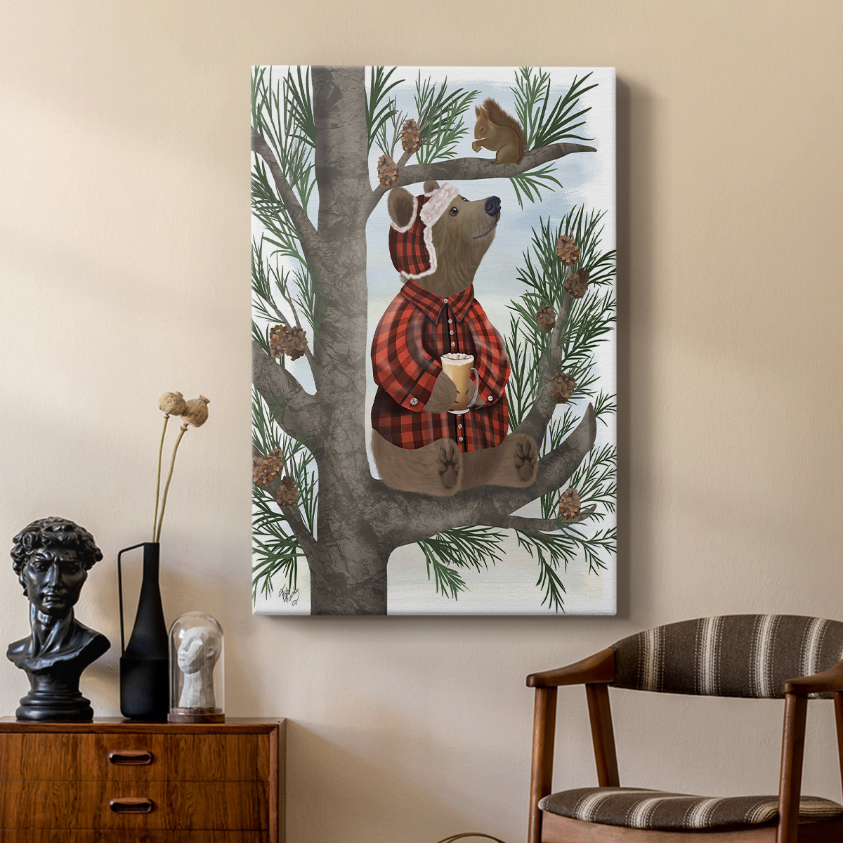 Union Rustic Lumberjack Bear Pine Tree Coffee Break -Custom Wrapped ...