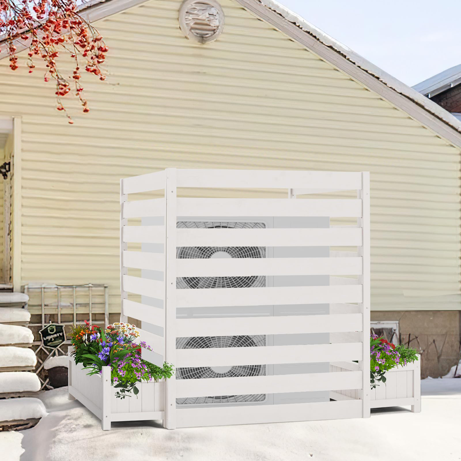 BTERAZ No-Dig AC Unit Privacy Fence 3 Panels With Planter Box - Wayfair ...