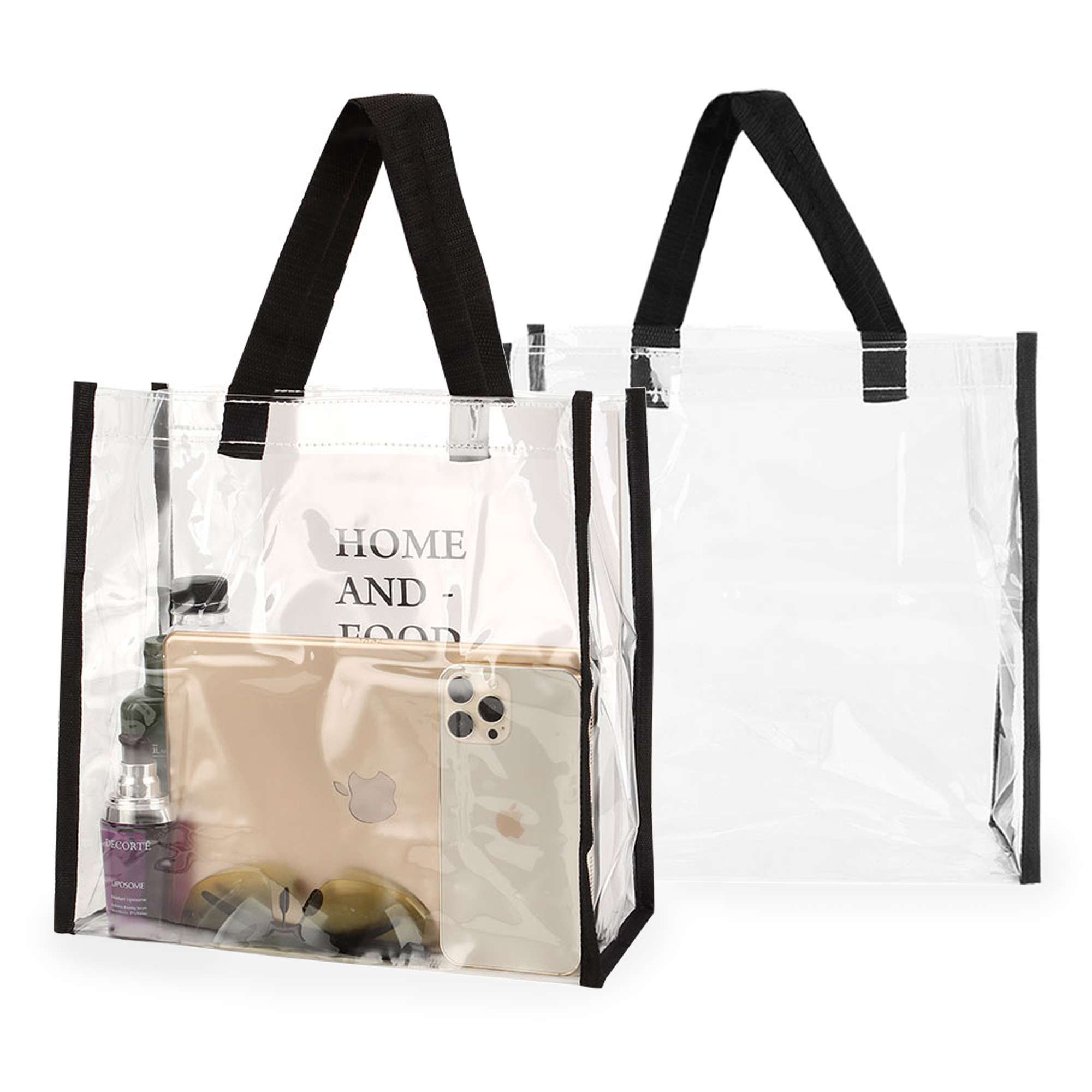 Ebern Designs 2 Pack Clear Picnic Tote Bags See Through Reusable ...