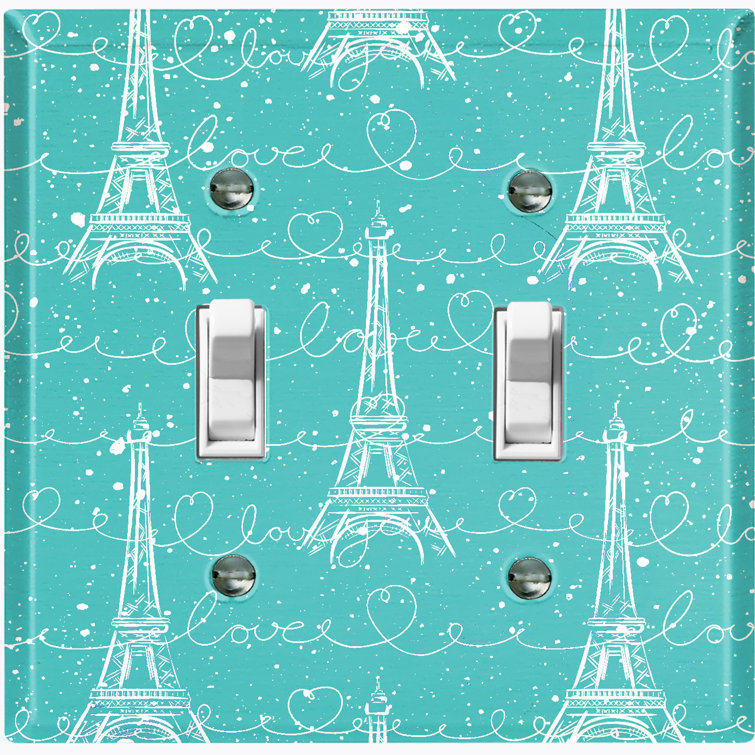 WorldAcc Metal Light Switch Plate Outlet Cover (Paris Eiffel Tower Teal ...