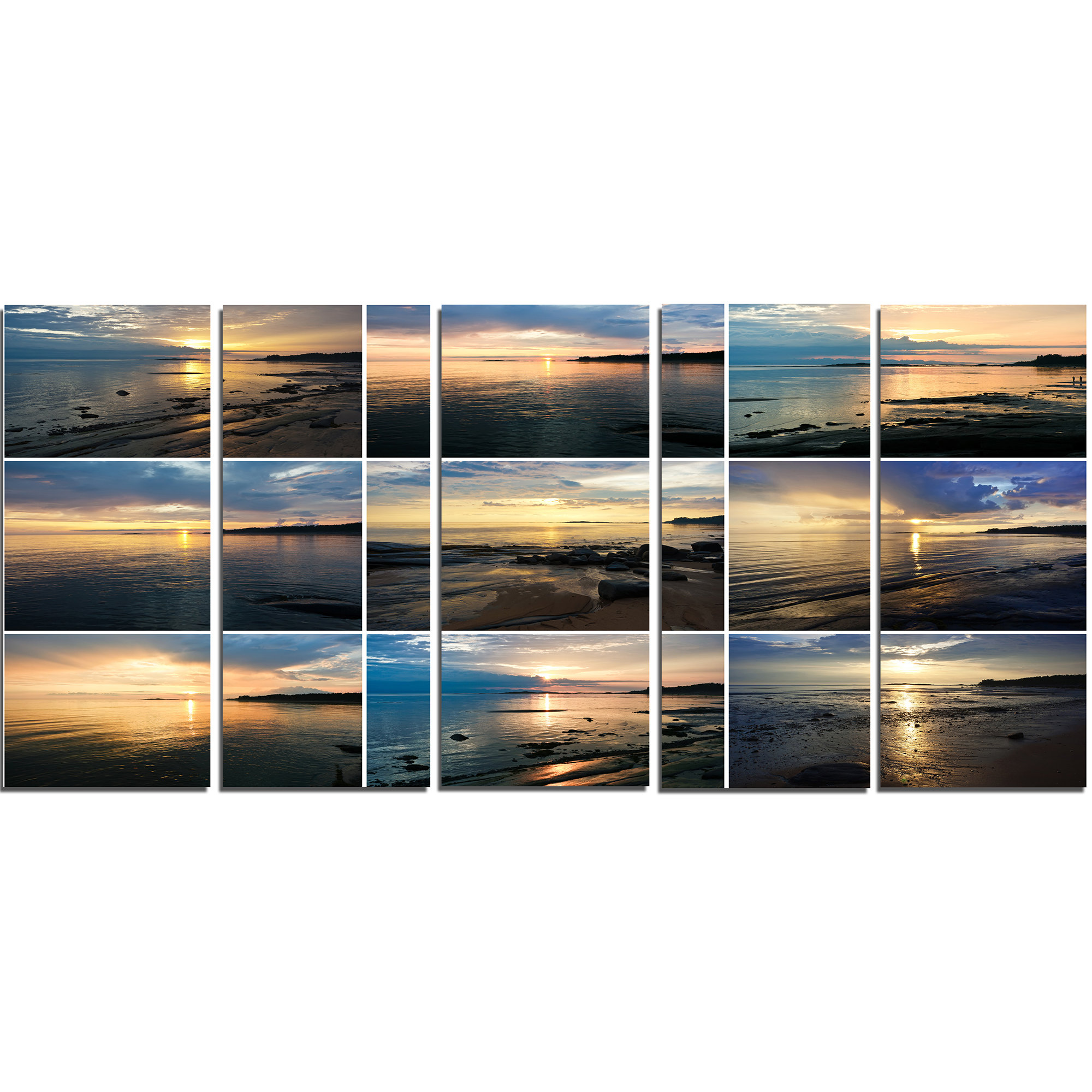Design Art 'Sea Sunset Collage' Photographic Print Multi-Piece Image on ...