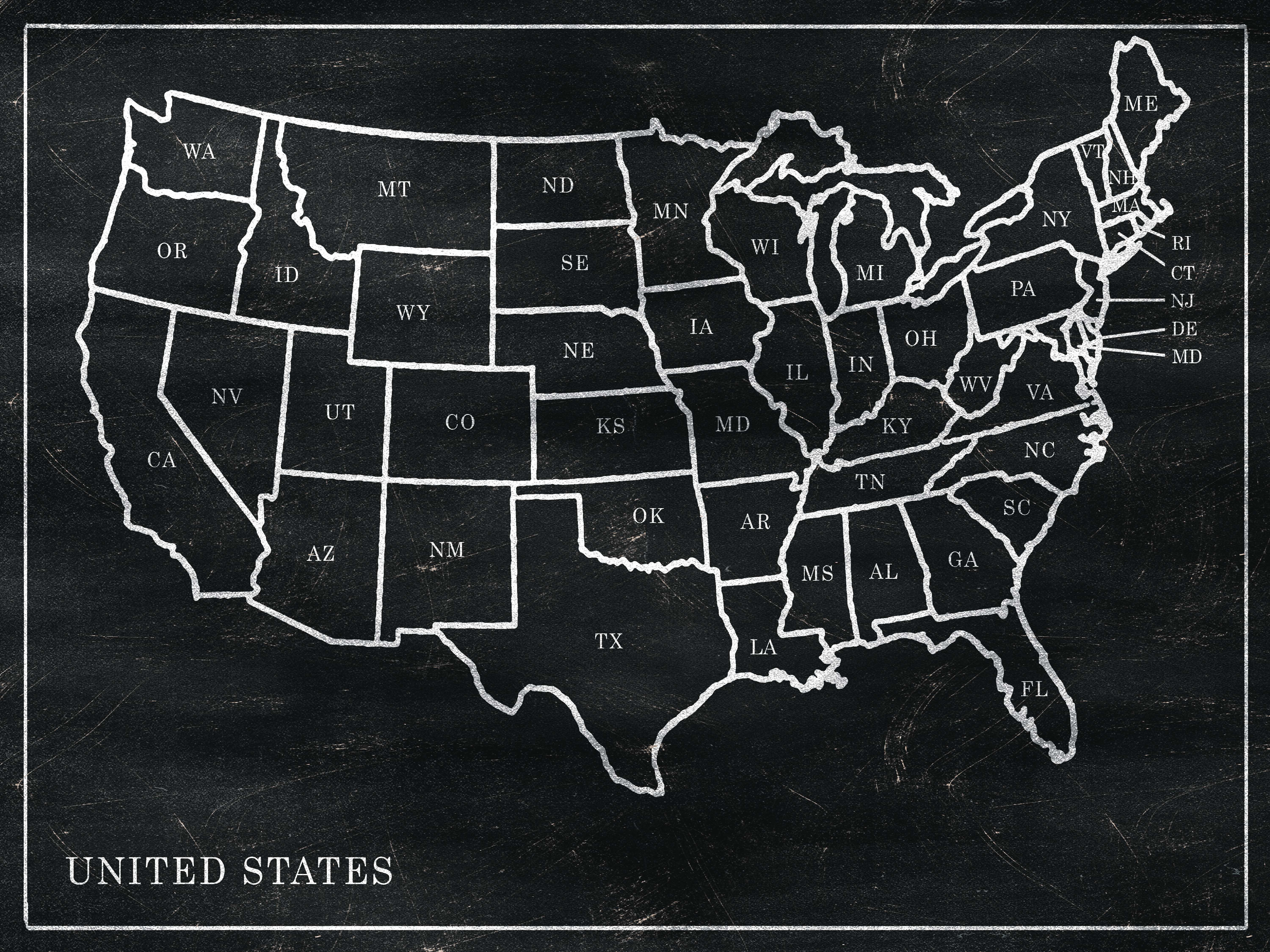 Williston Forge United States Map Dark - Wrapped Canvas Print | Wayfair