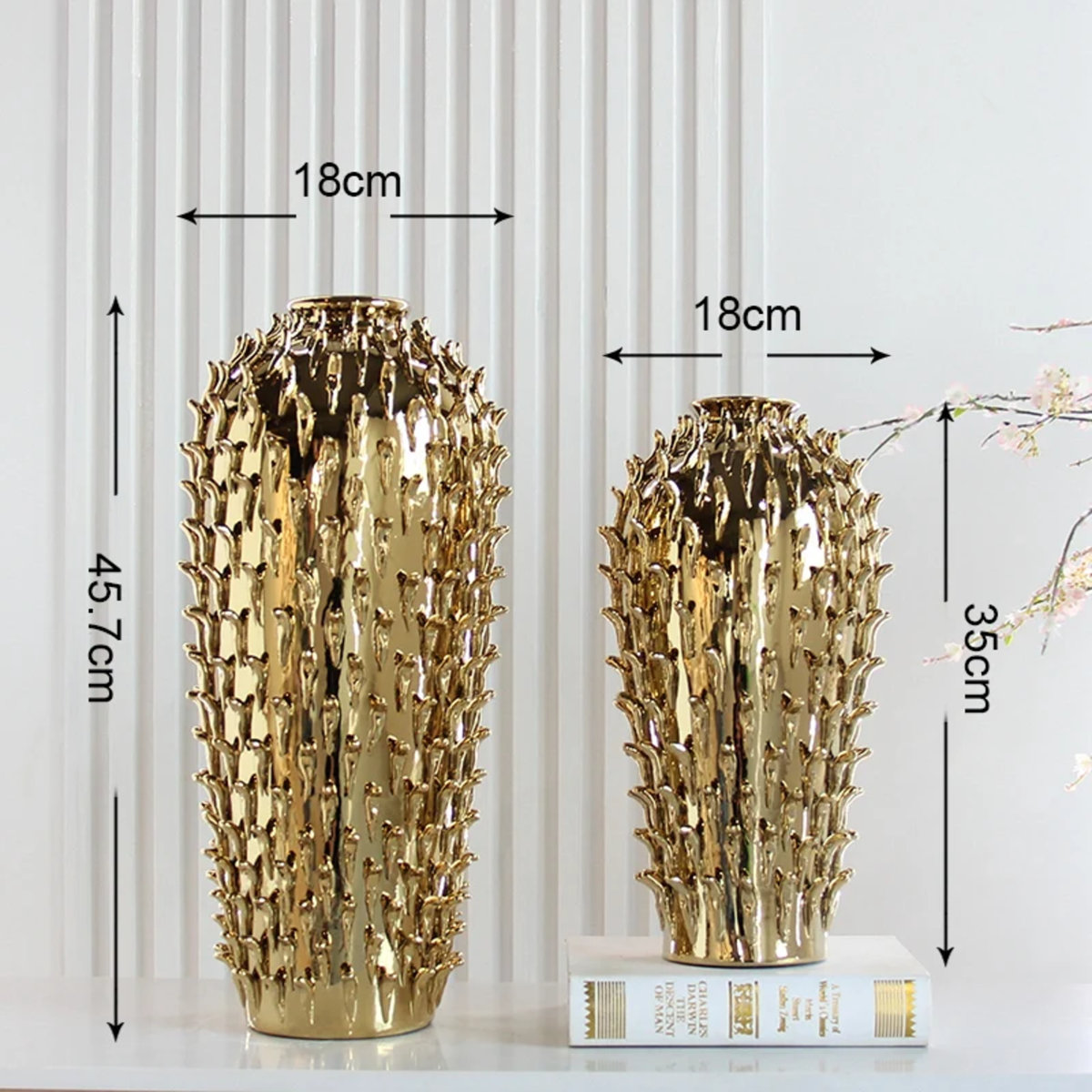 Mercer41 Embossed Luxury Ceramic Flower Vases Elegant Home Decor ...