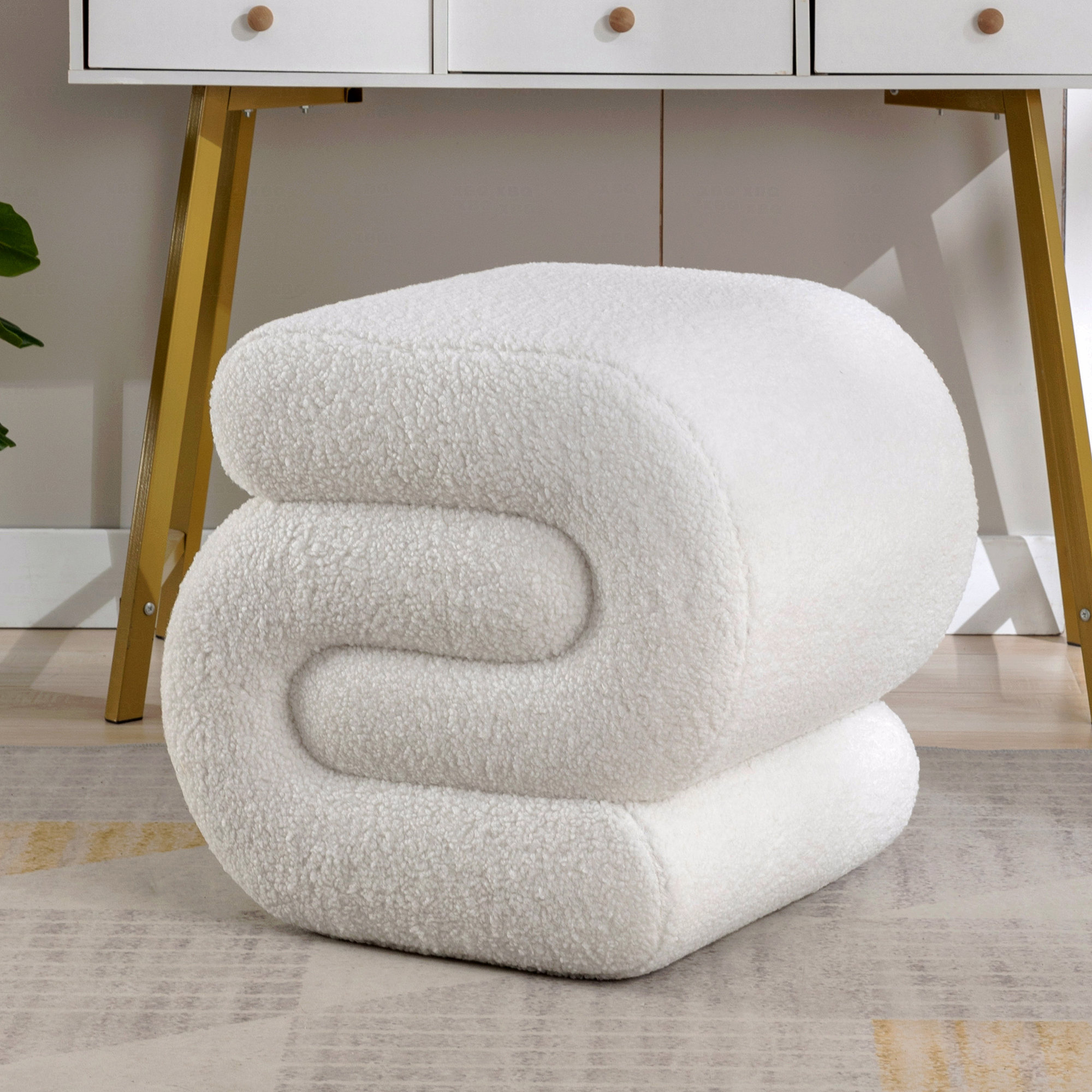 Wrought Studio Teddy Fabric Upholstered Ottoman Makeup Stool Footstool ...