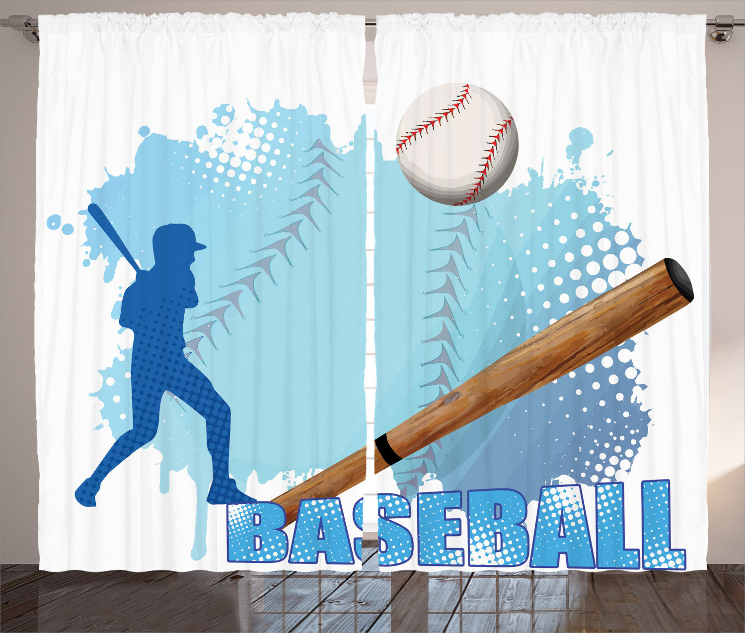 East Urban Home Baseball Semi-Sheer Rod Pocket Curtain Panels | Wayfair