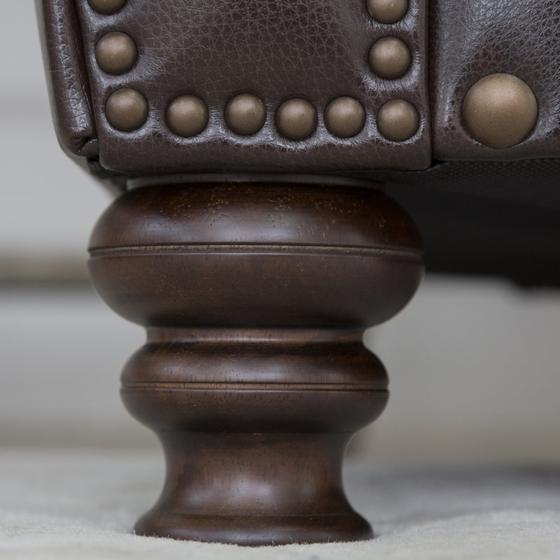 Lark Manor Ellard Genuine Leather Rolled Arm Sofa & Reviews | Wayfair