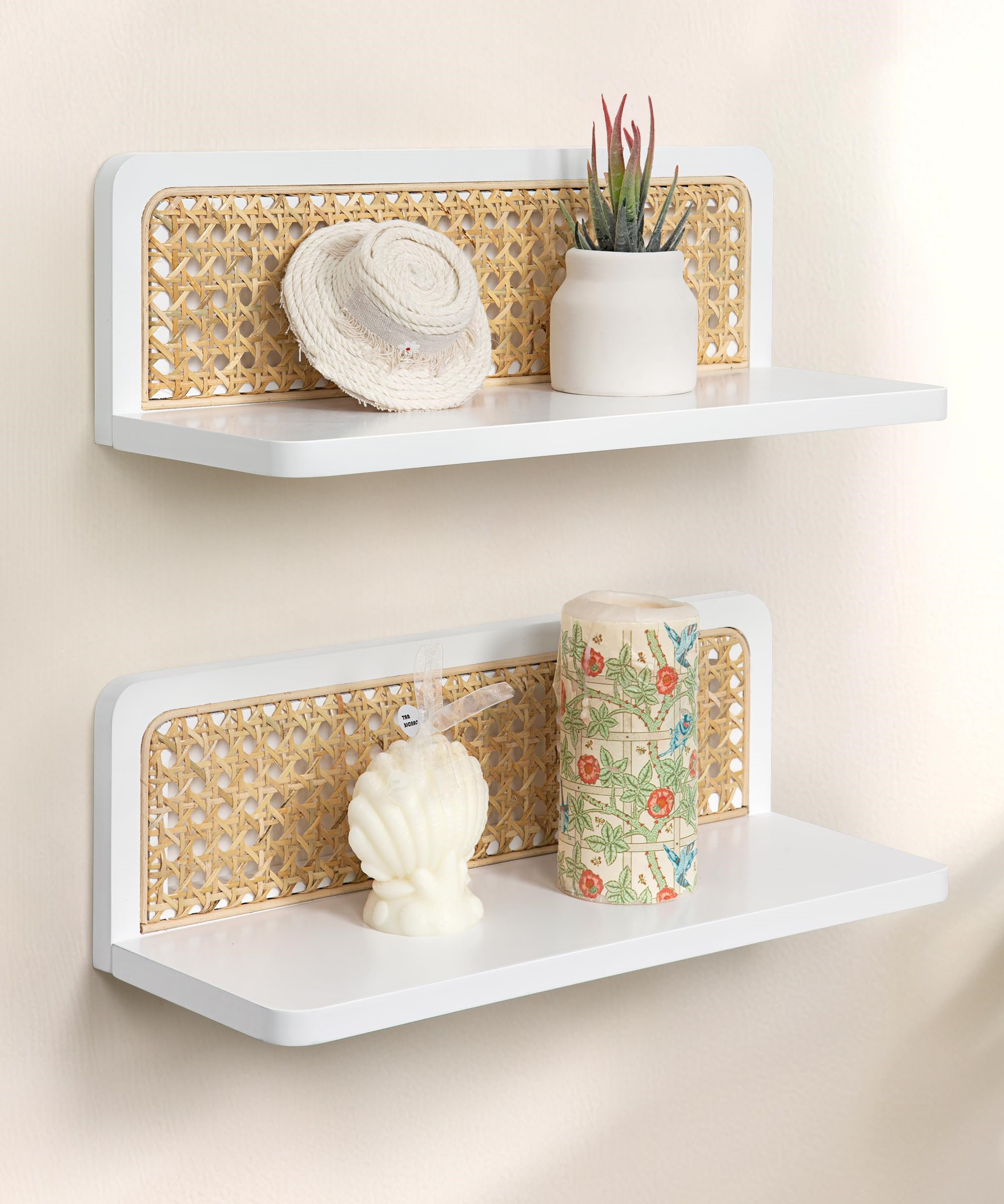 Bayou Breeze Rattan Floating Shelves | Wayfair