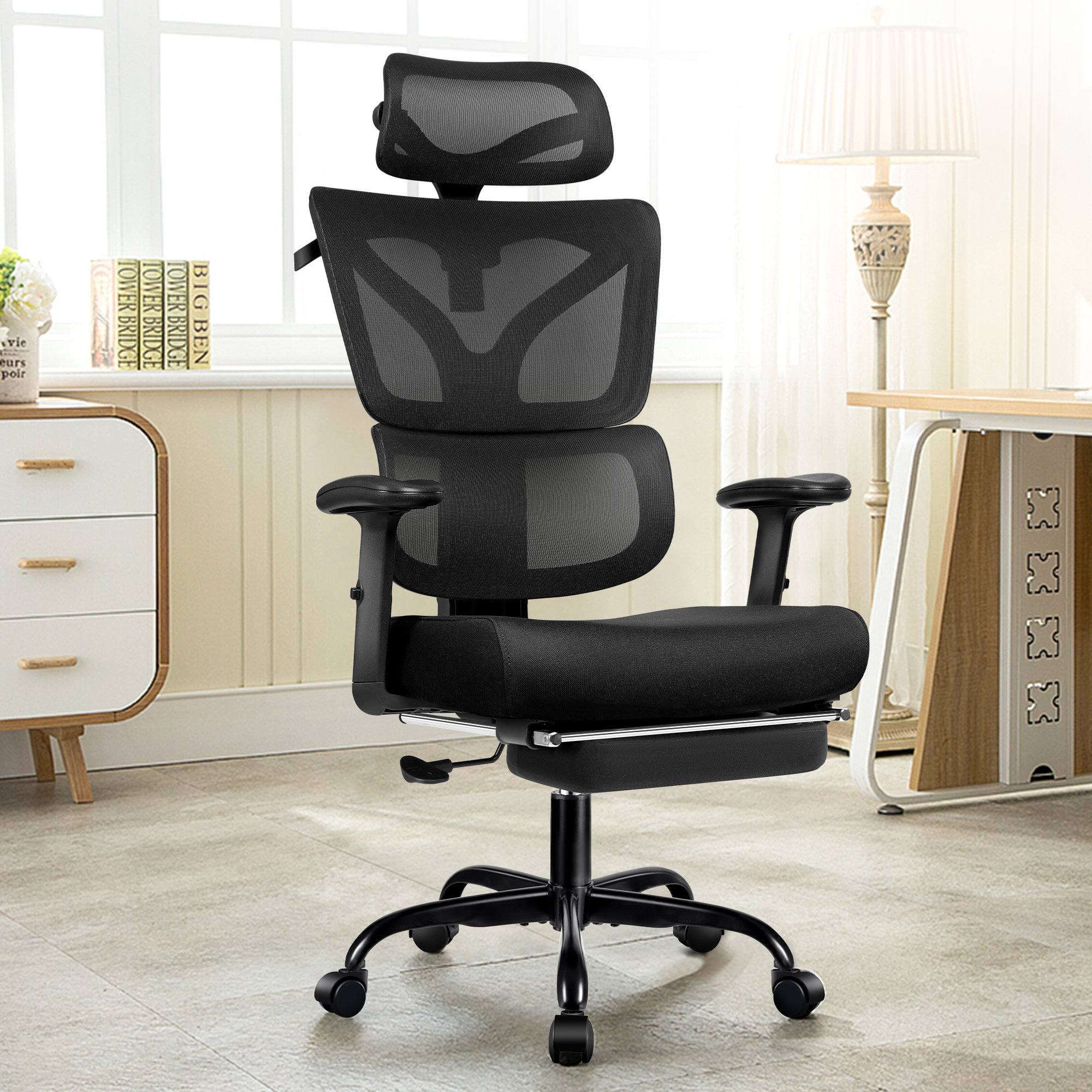 Inbox Zero Baram Home Office Ergonomic Mesh Task Chair with Headrest ...