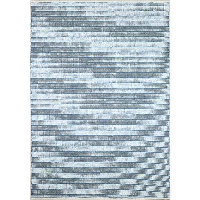 Rosecliff Heights Fuller Handmade Hand Loomed Wool Ivory/Azure Rug ...