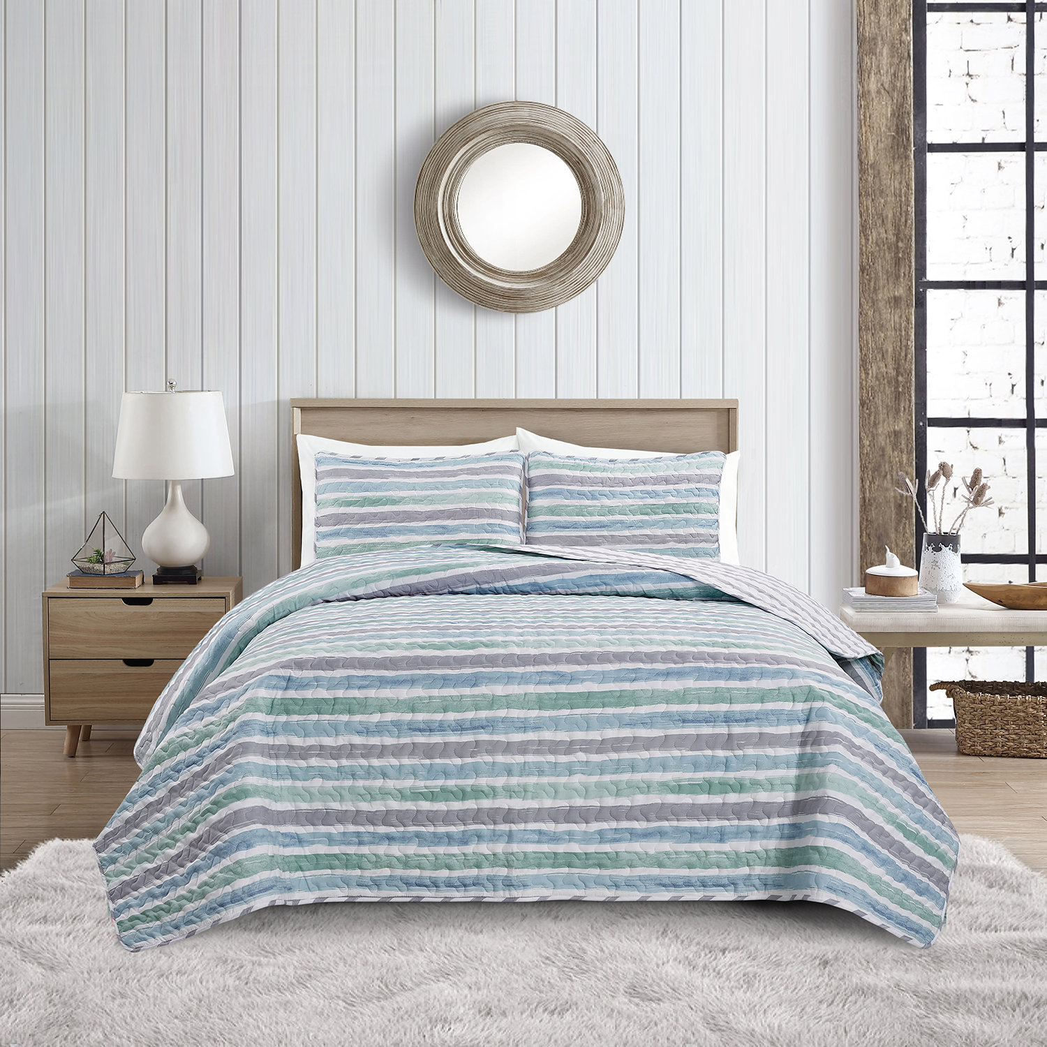 Videri Home Watercolor Stripe Quilt Set | Wayfair