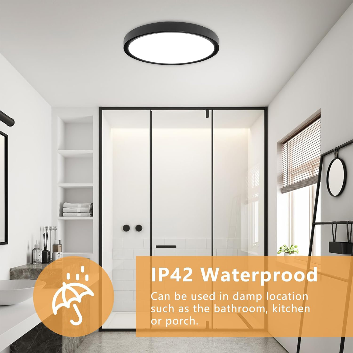 BONLOD 6PK 12 Inch LED Flush Mount Super Slim Ceiling Light 24W, 2520LM ...