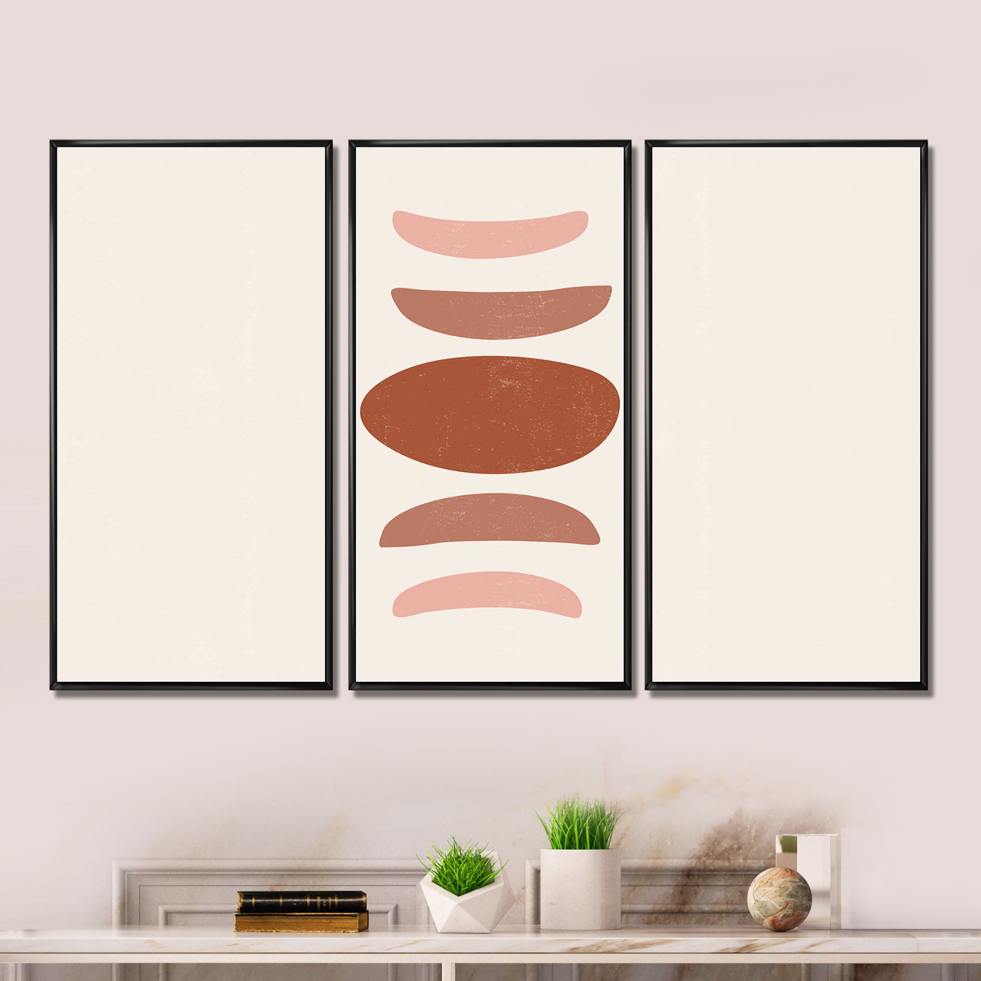 Design Art Minimal Moon Phases - Modern Framed Canvas Wall Art Set Of 3 ...