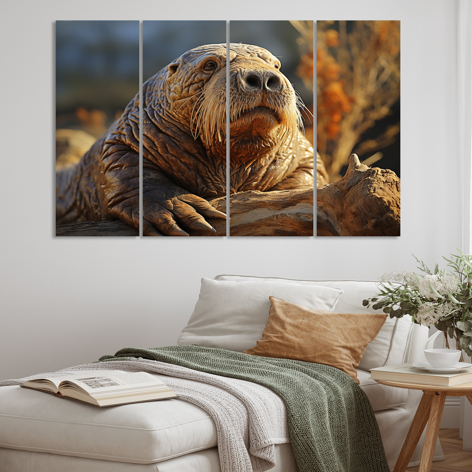 Loon Peak Walrus Golden Tusks - Walrus Metal Wall Art Living Room Set ...