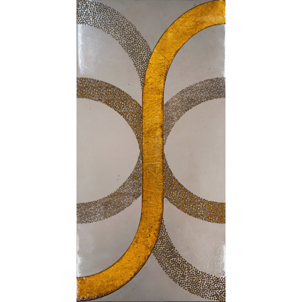 Maricera 12" x 24" Engraved Marbl Tile Gold Leaf Handmade | Wayfair