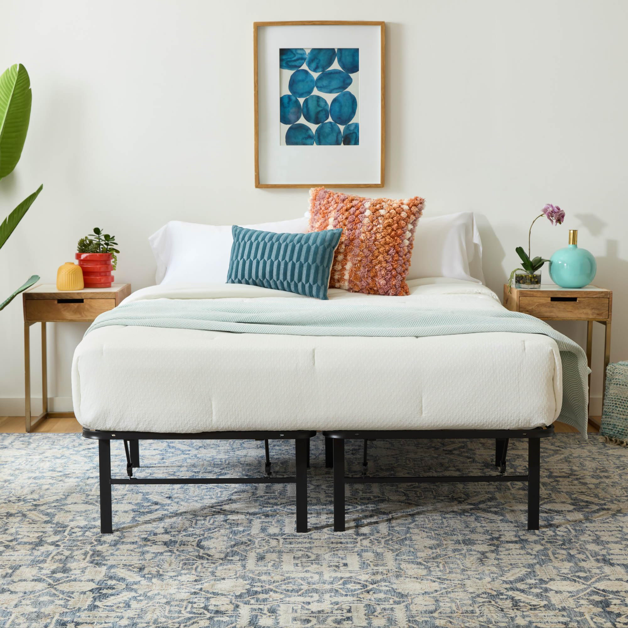 Alwyn Home Folding Metal Platform Bed Frame, No Box Spring Needed ...