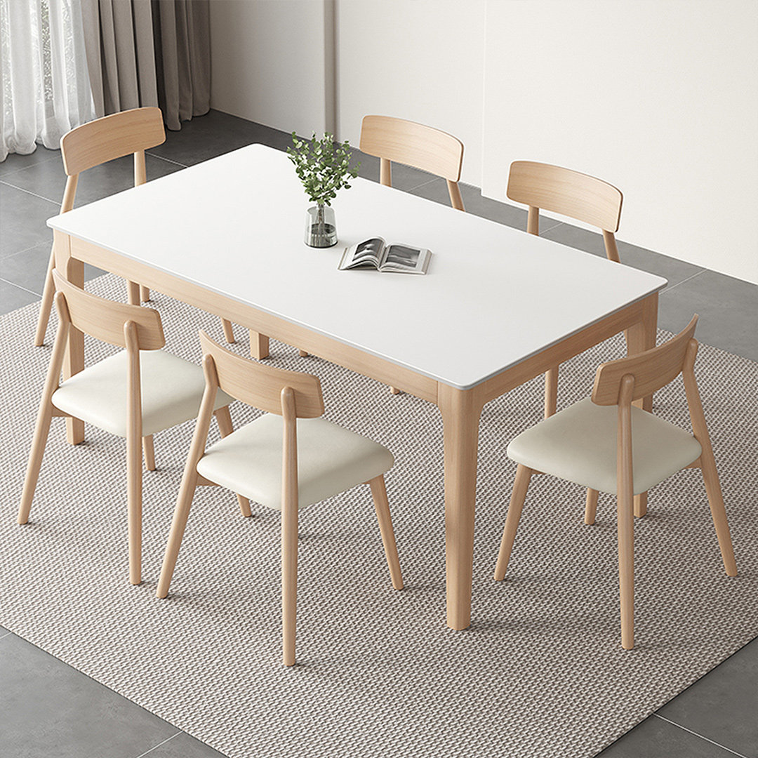 ULTORU 4 - Person White Rectangle Sintered Stone tabletop Dining Table ...