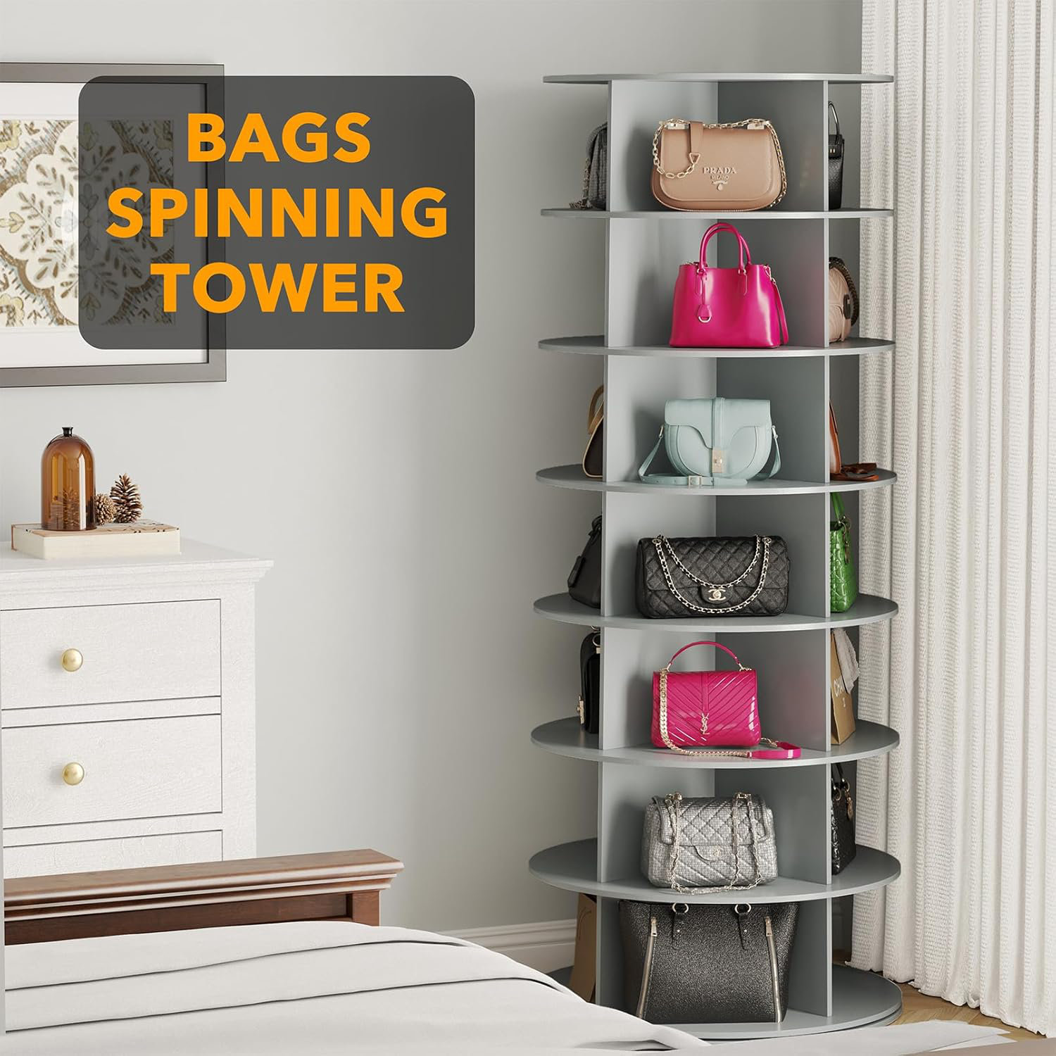 Corrigan Studio® 7 Tier Rotating Shoe Rack Tower, Spinning Shoe Display ...