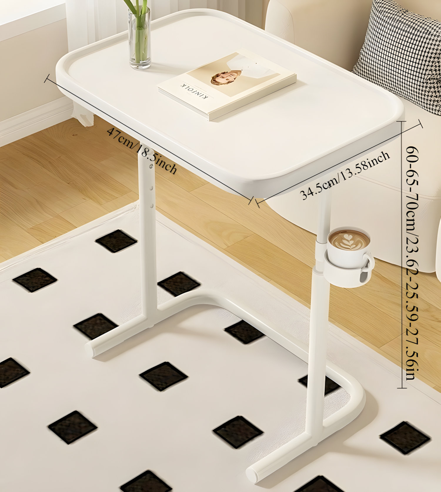 Inbox Zero Adjustable Mobile Bedside Table - Foldable Laptop Desk For ...