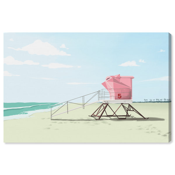 Oliver Gal Minimal Ocean Beach House - Graphic Art on Canvas - Wayfair ...