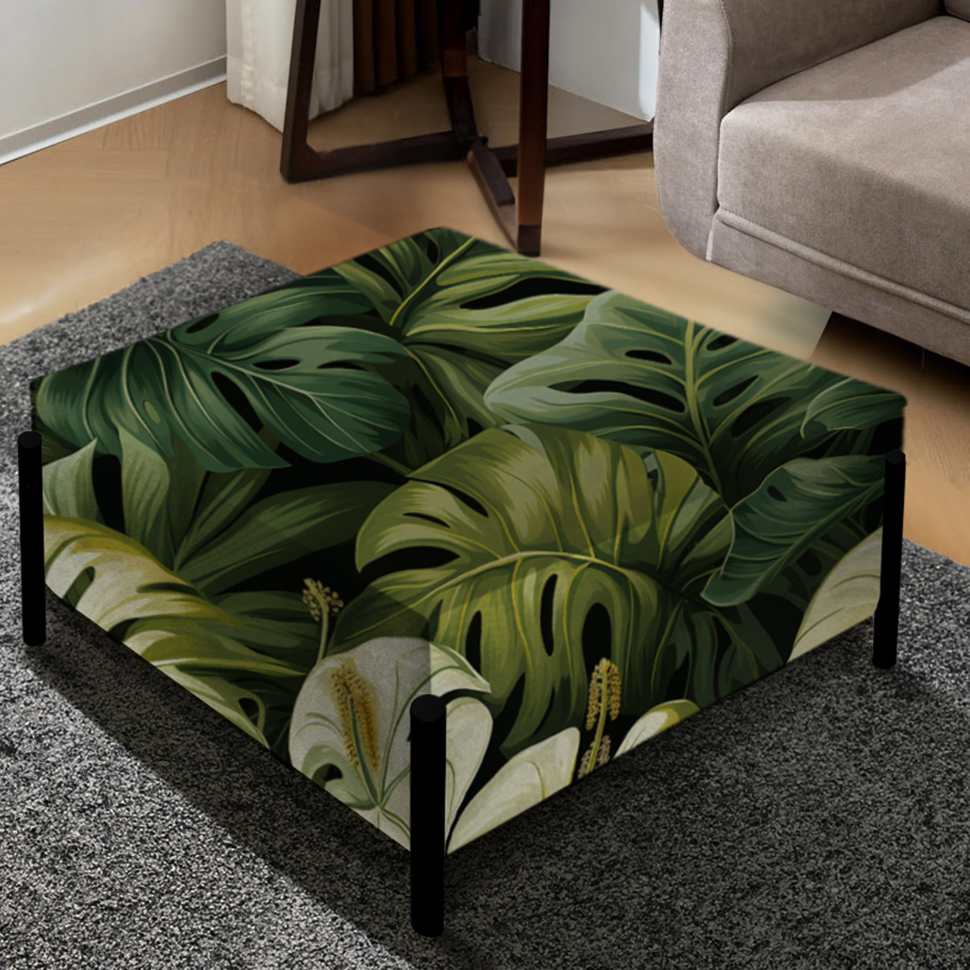 Design Art Monstera Elegance Tropical Pattern - Tropical Large Square ...